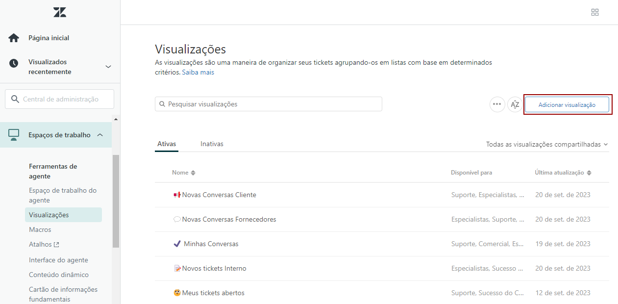 Como criar visualização na Zendesk – inFocusCX